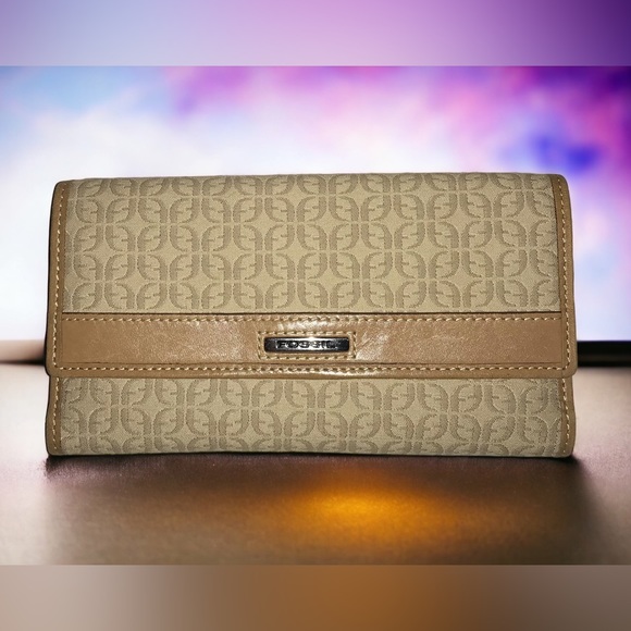 Fossil | Bags | Vintage And Monogram Fossil Checkbook Wallet | Poshmark